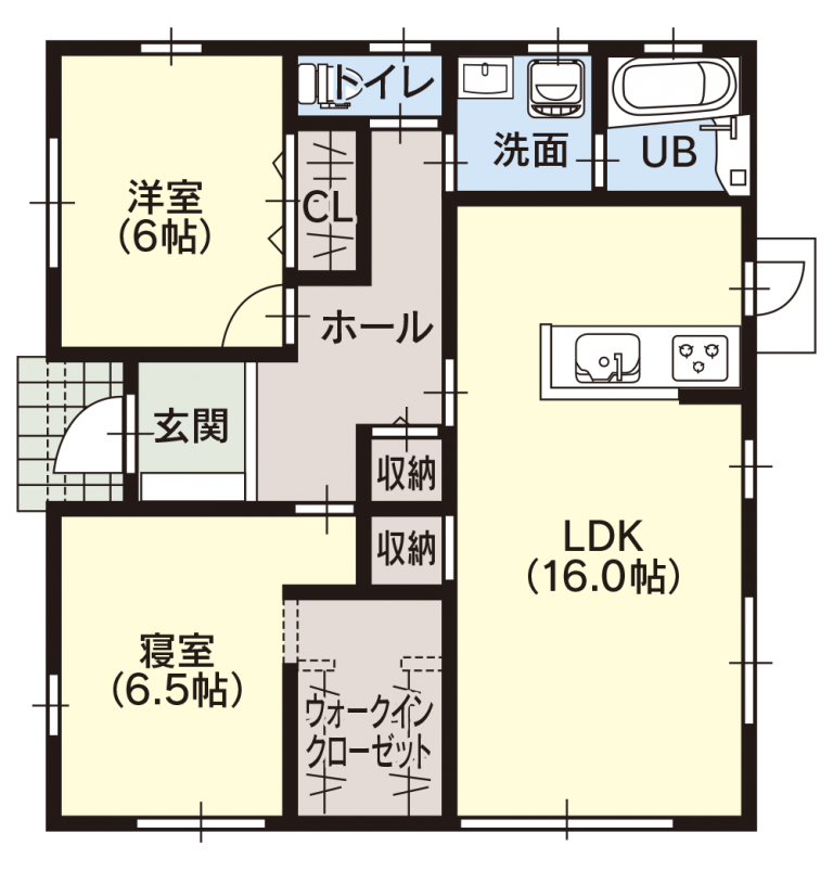 EW-4【2LDK】家族のプライバシーを大切にしたプラン | 平屋革命｜愛媛県中予・東予、広島県東広島市・福山市の平屋住宅専門店